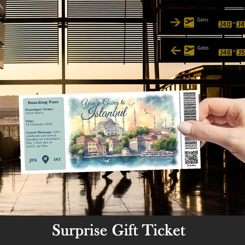 Editable Istanbul Flight Ticket Template – Surprise Trip Gift – Digital ...