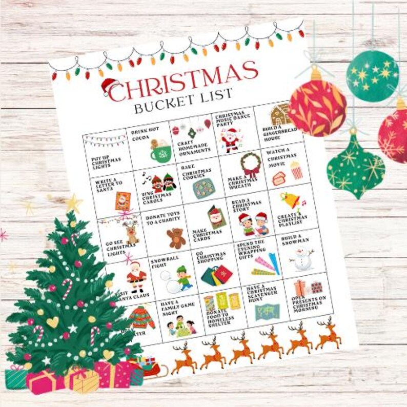 Printable Christmas Bucket List for Kids - Holiday Fun Activities - Etsy