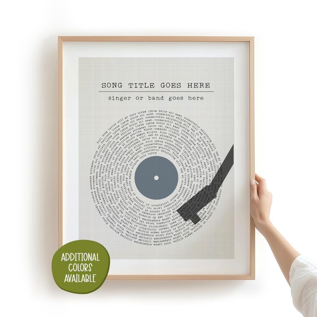 Custom Song Lyrics Art Print - Personalized Vinyl Record Music Poster ...