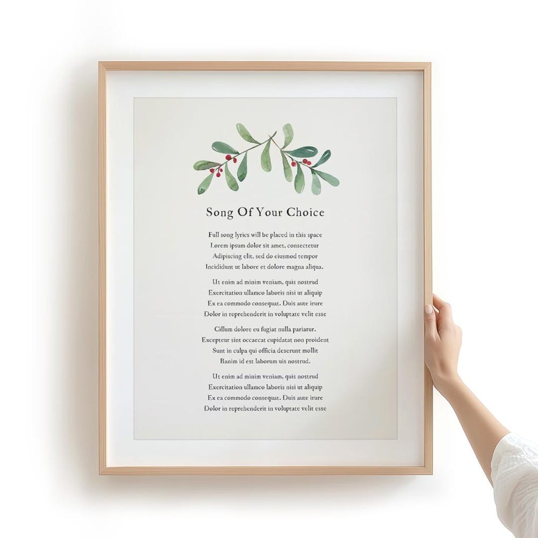 Holiday Song Lyrics or Poem Wall Art Print, Custom Christmas Decor ...