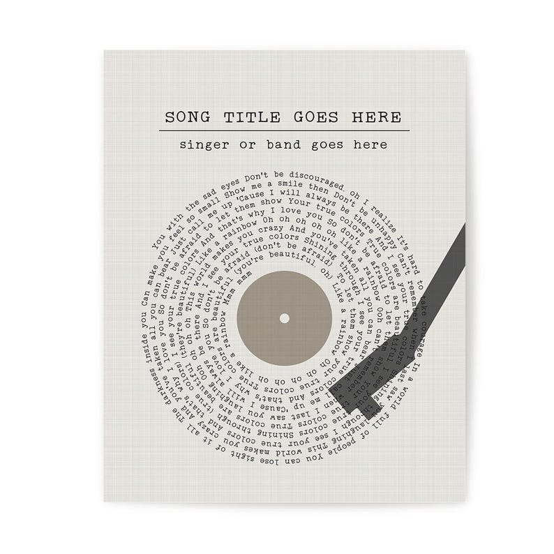 Custom Song Lyrics Art Print - Personalized Vinyl Record Music Poster ...