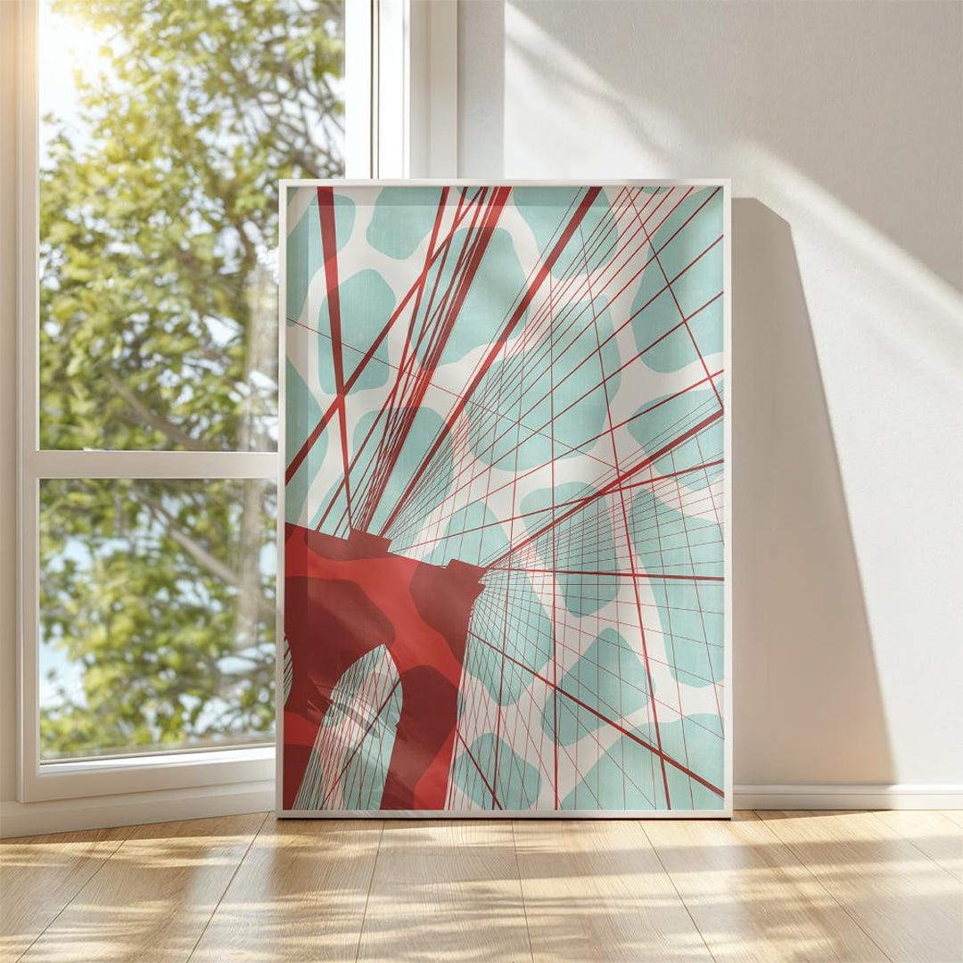 Modern Brooklyn Bridge Wall Art Print - Abstract Animal Print Sky ...