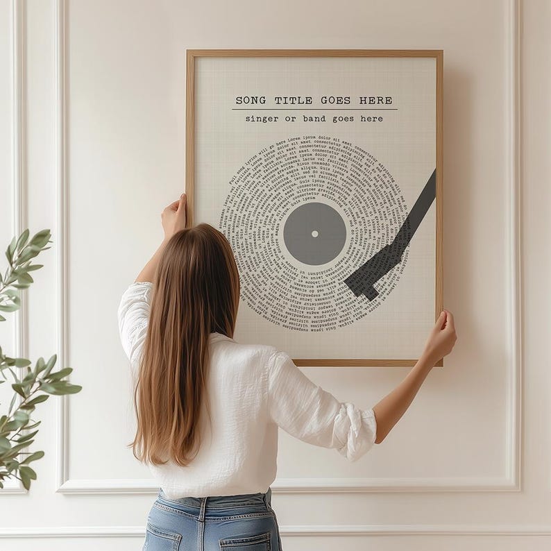 Custom Song Lyrics Art Print - Personalized Vinyl Record Music Poster ...