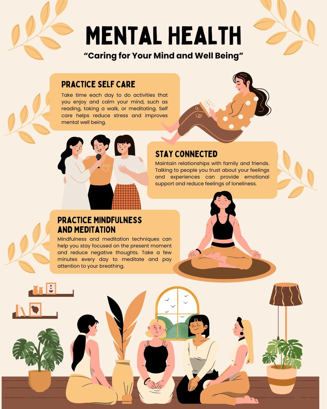 Mental Health Wellness Print: Self-care Affirmations, Mindfulness Quote ...