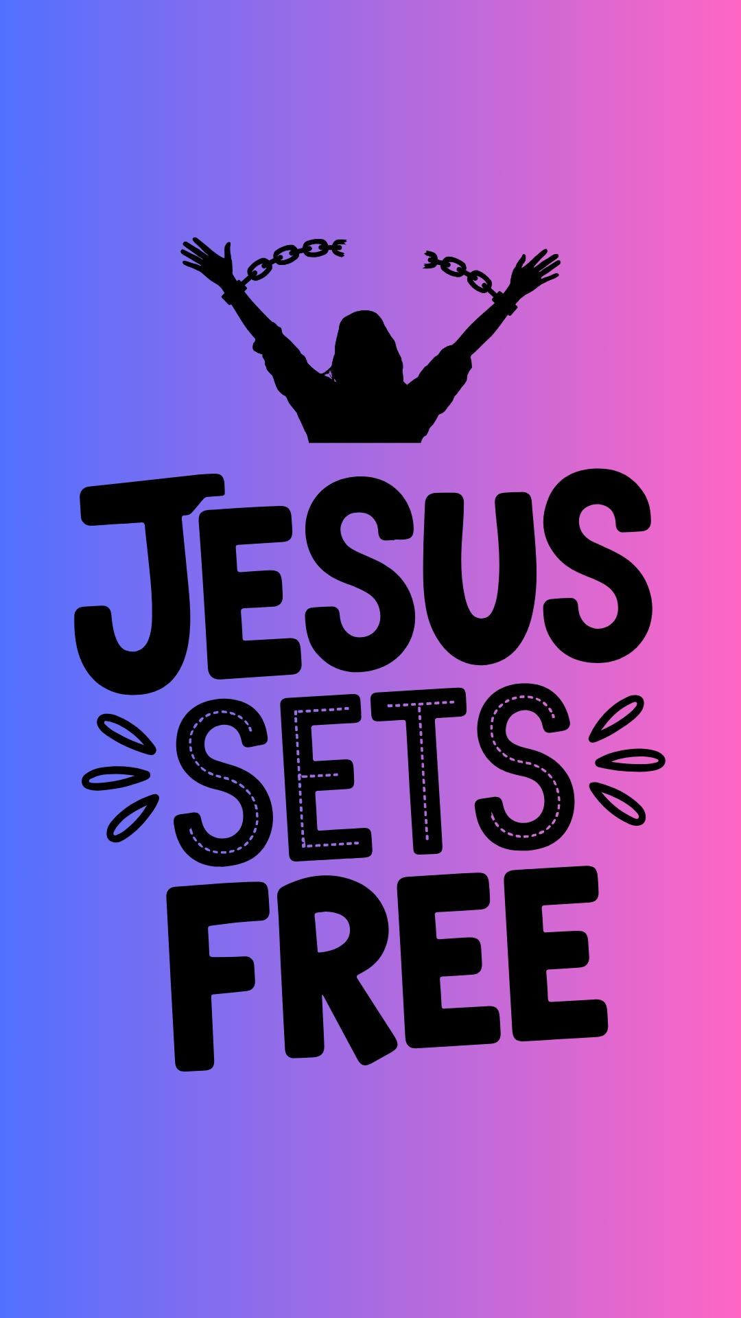 Jesus Sets Free Phone Wallpaper: Christian Broken Chains Lock Screen ...