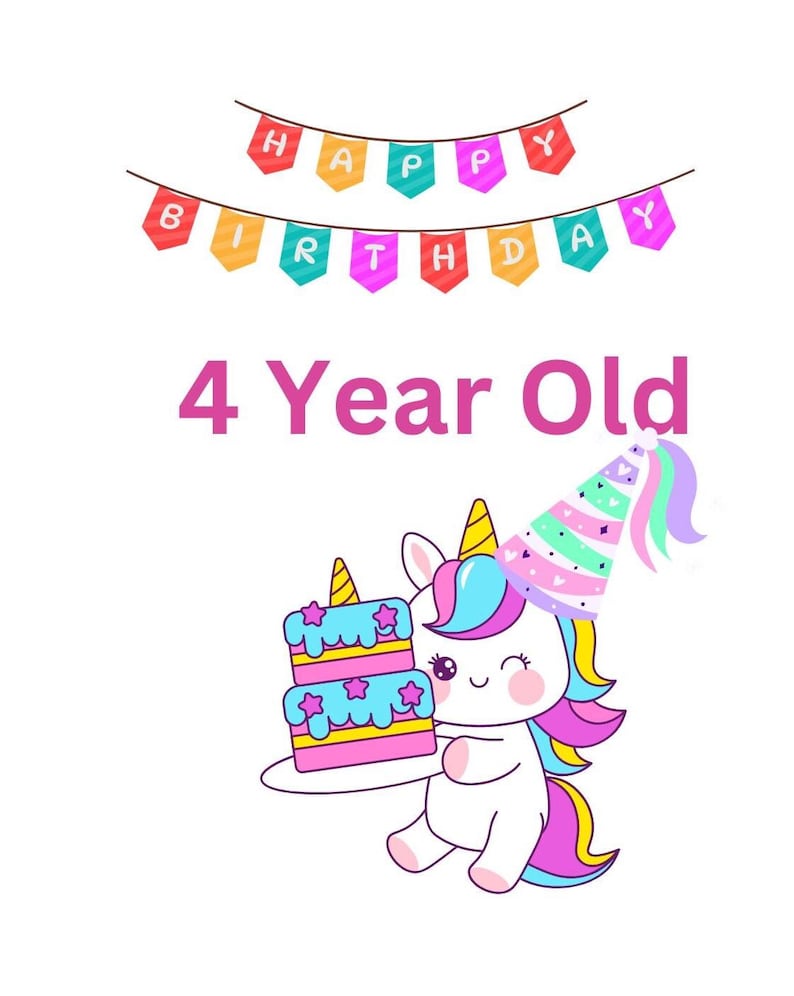 Unicorn Birthday Card for Girl, Cute Unicorn With Cake, Hope All Your ...