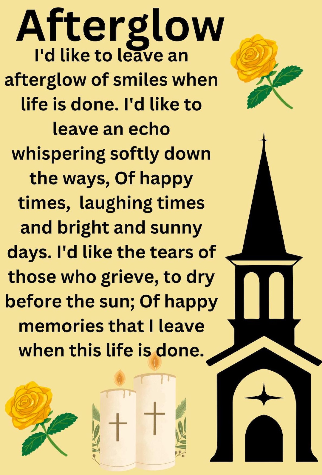 Afterglow Poem Printable Poster, 8.5 X 11" Memorial Wall Art, Sympathy ...