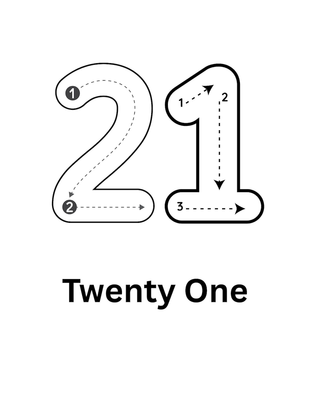 Number Tracing 21-30 Worksheets: Preschool Early Learning (printable ...