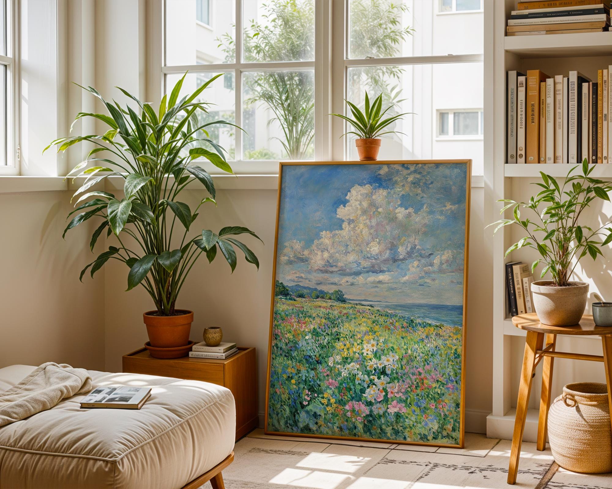 Impressionist Wildflower Meadow Seascape, Monet Print Style, Floral ...