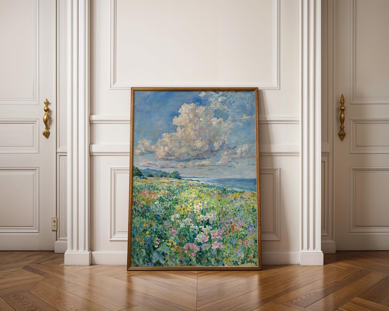 Impressionist Wildflower Meadow Seascape, Monet Print Style, Floral ...