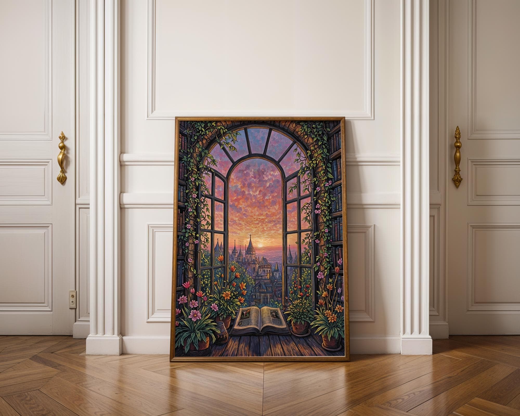 Fairytale Castle Sunset Print, Fantasy Window View, Bookish Wall Art ...