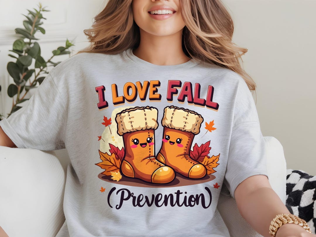 I Love Fall Prevention Cute Safety Awareness Design Fall Boots T-shirt ...