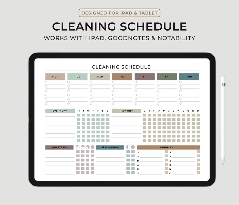 Cleaning Schedule: Daily Routine Planner for Goodnotes, Notability ...