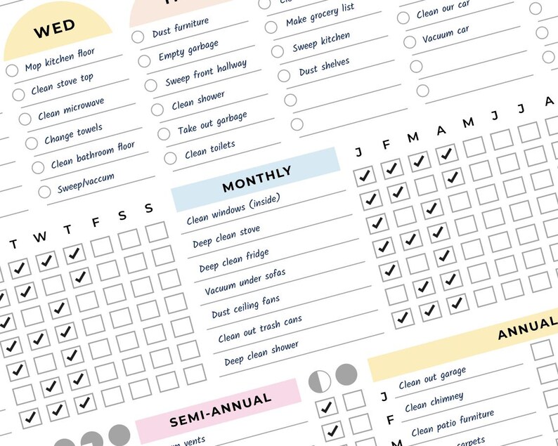 Editable Cleaning Schedule Checklist: Colorful Chores Chart (digital ...