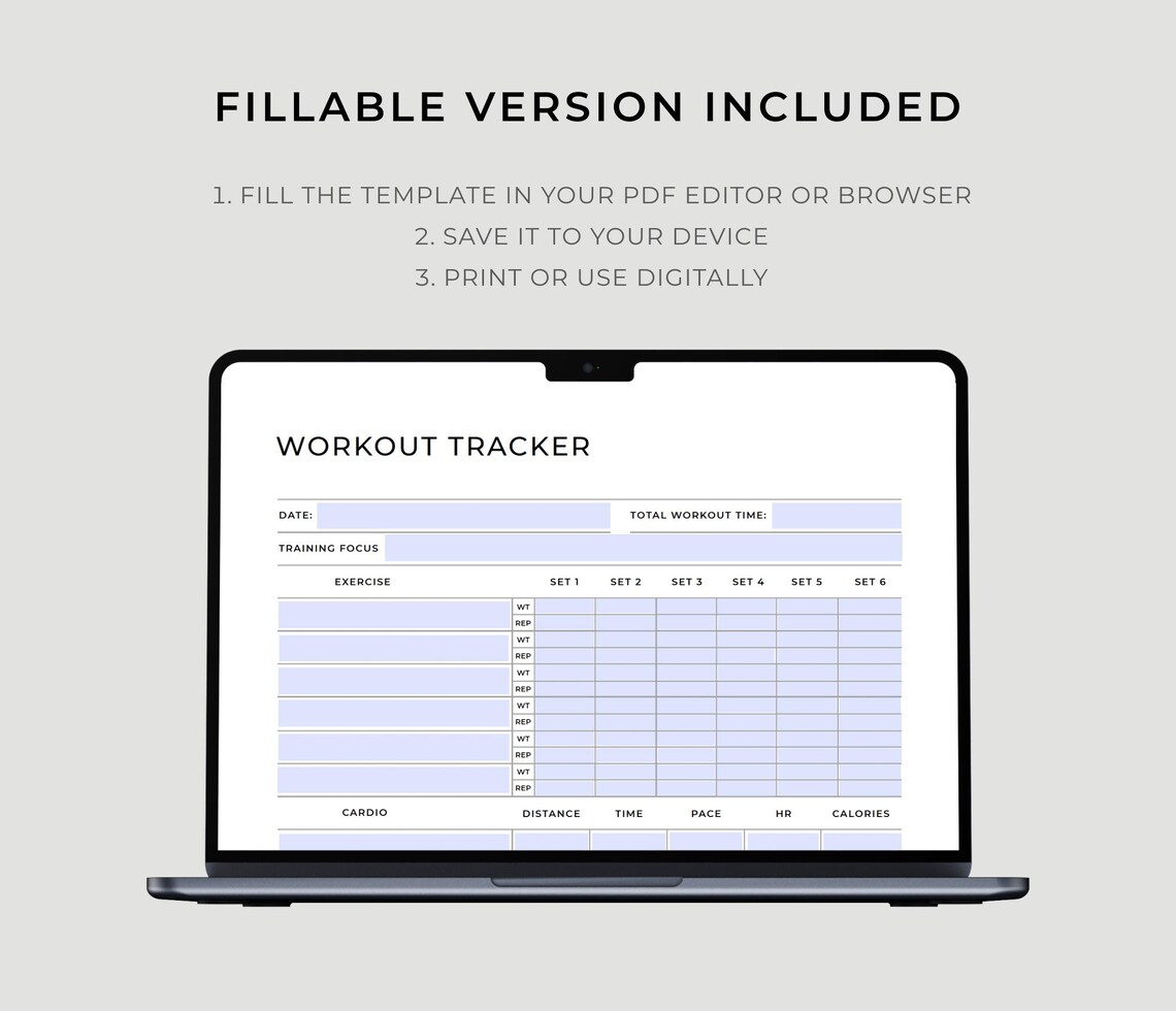 Workout Tracker Printable, Daily Exercise Log, Fitness Journal, Workout ...