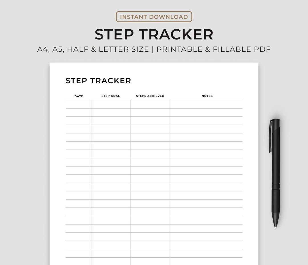 Step Tracker Printable, Step Log, Walking Journal, Exercise Log, Health ...