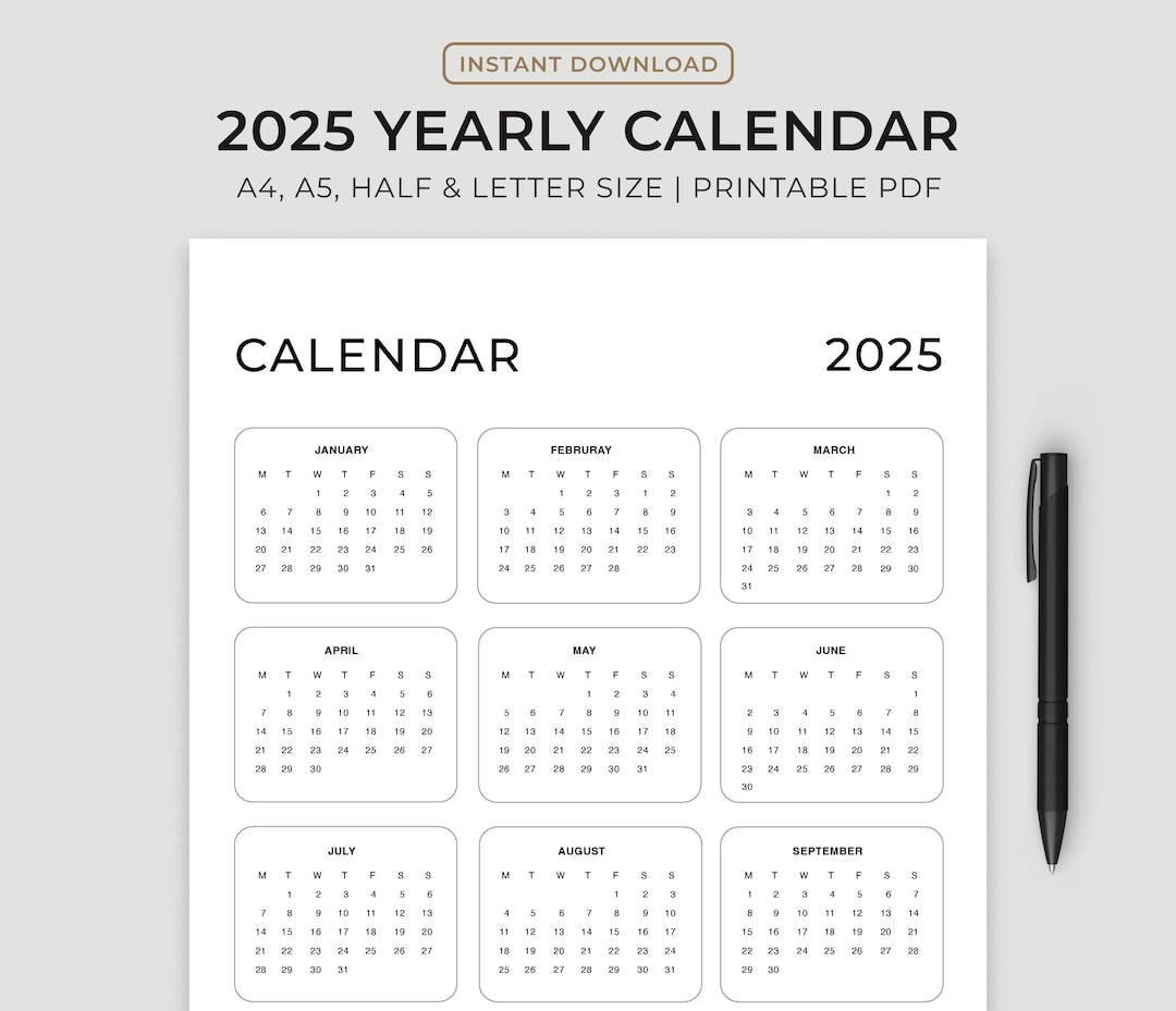 EDITABLE Printable Calendar 2025 | Monthly Planner 2025 | Letter ...
