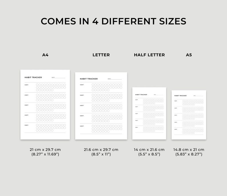 Monthly Habit Tracker Printable Landscape, Habit Tracker Template ...