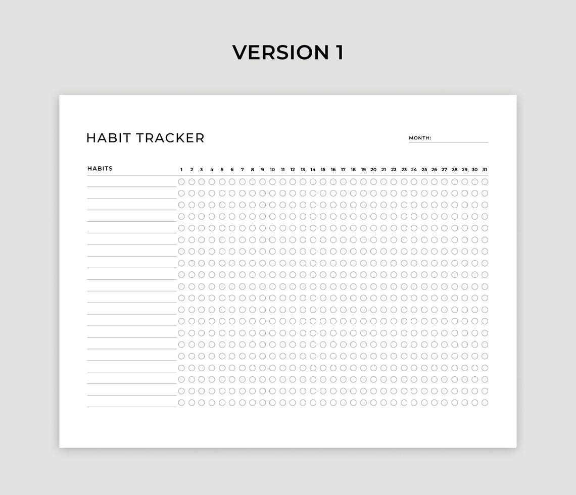 Monthly Habit Tracker Printable: Landscape A4/letter (fillable PDF ...