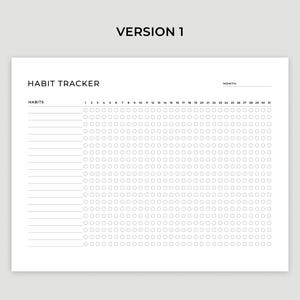 Monthly Habit Tracker Printable: Landscape A4/letter (fillable PDF ...