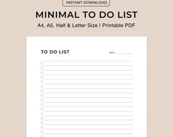 Minimal to Do List Printable, Simple Tasks List Template, A4/letter ...