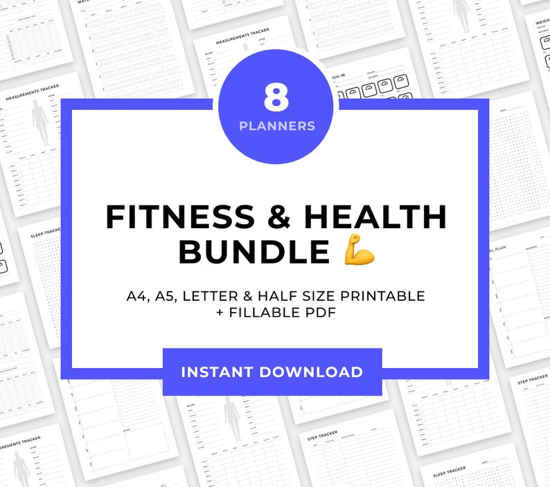 Fitness, Diet & Health Planner Inserts Bundle, A4/a5/letter/half Letter ...