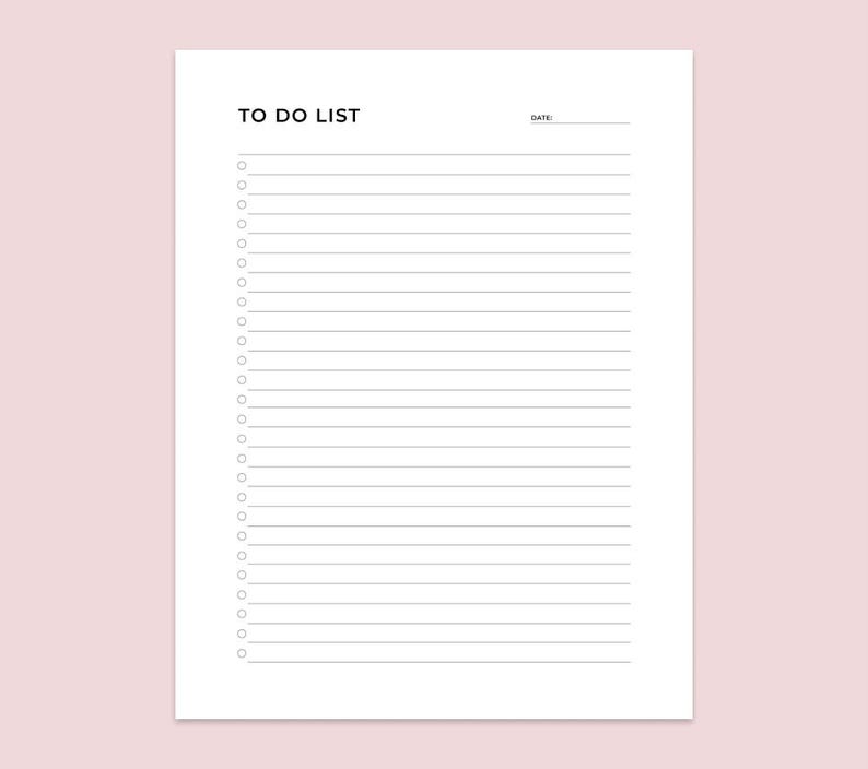 Minimal to Do List Printable, Simple Tasks List Template, A4/letter ...