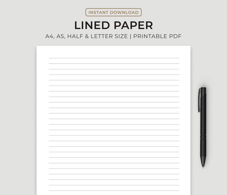 Lined Paper Printable, Writing Paper, Blank Notes, Study Note Template ...