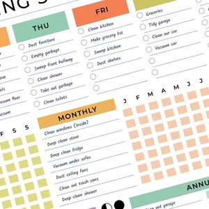 Editable Cleaning Schedule: Colorful Chores Chart (digital Download PDF ...