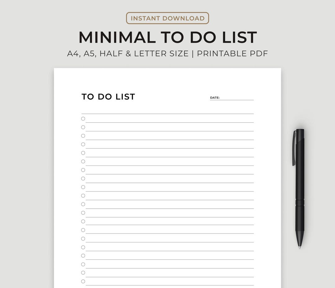 To Do List Printable, Simple Tasks List Template, A4/letter, Printable ...