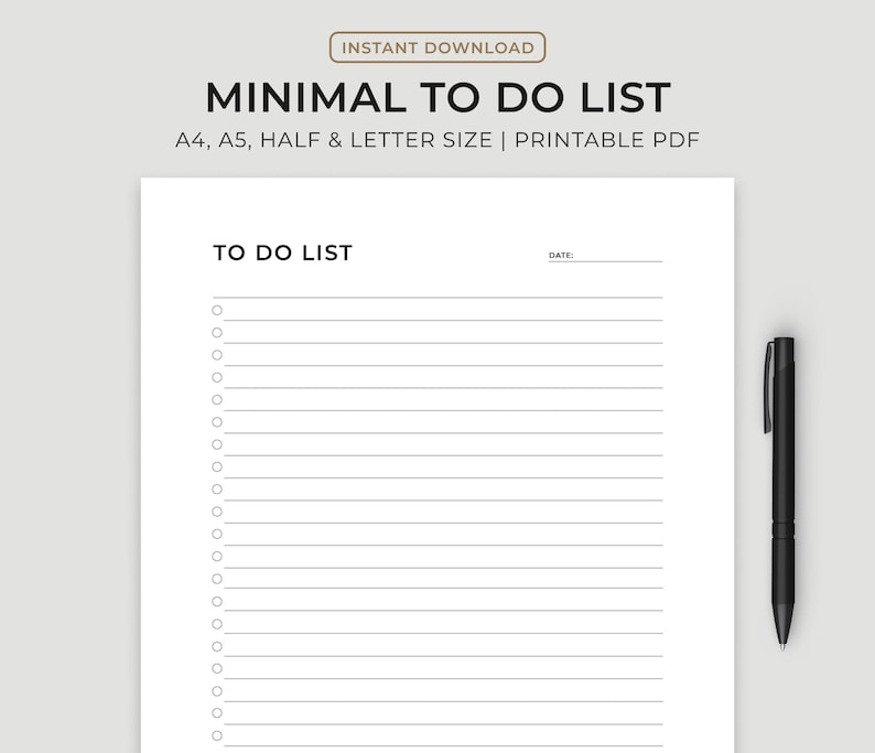 To Do List Printable, Simple Tasks List Template, A4/letter, Printable ...