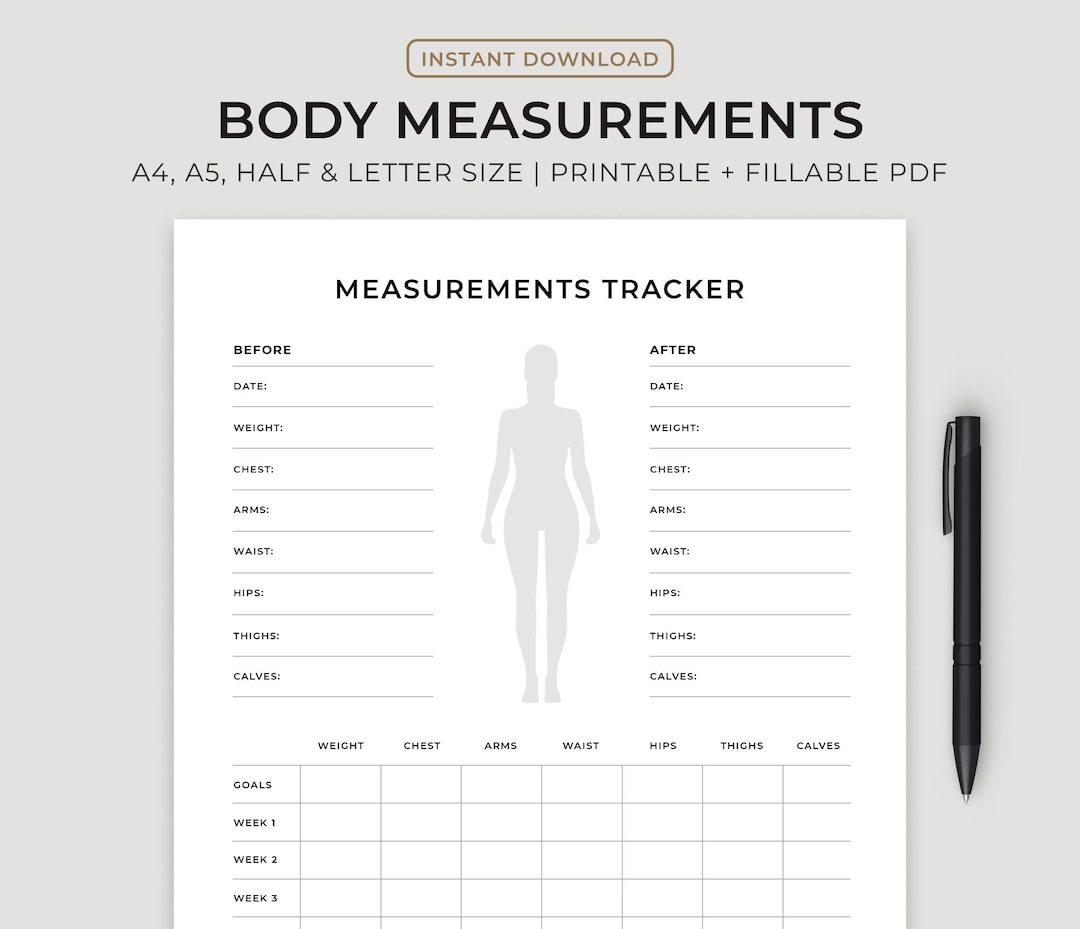 Body Measurements Tracker, 8 Week Body Transformation, Workout Progress ...