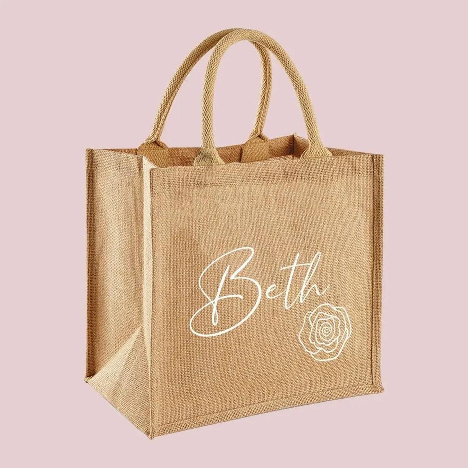 Personalised Natural Jute Bag - With Symbol - Etsy
