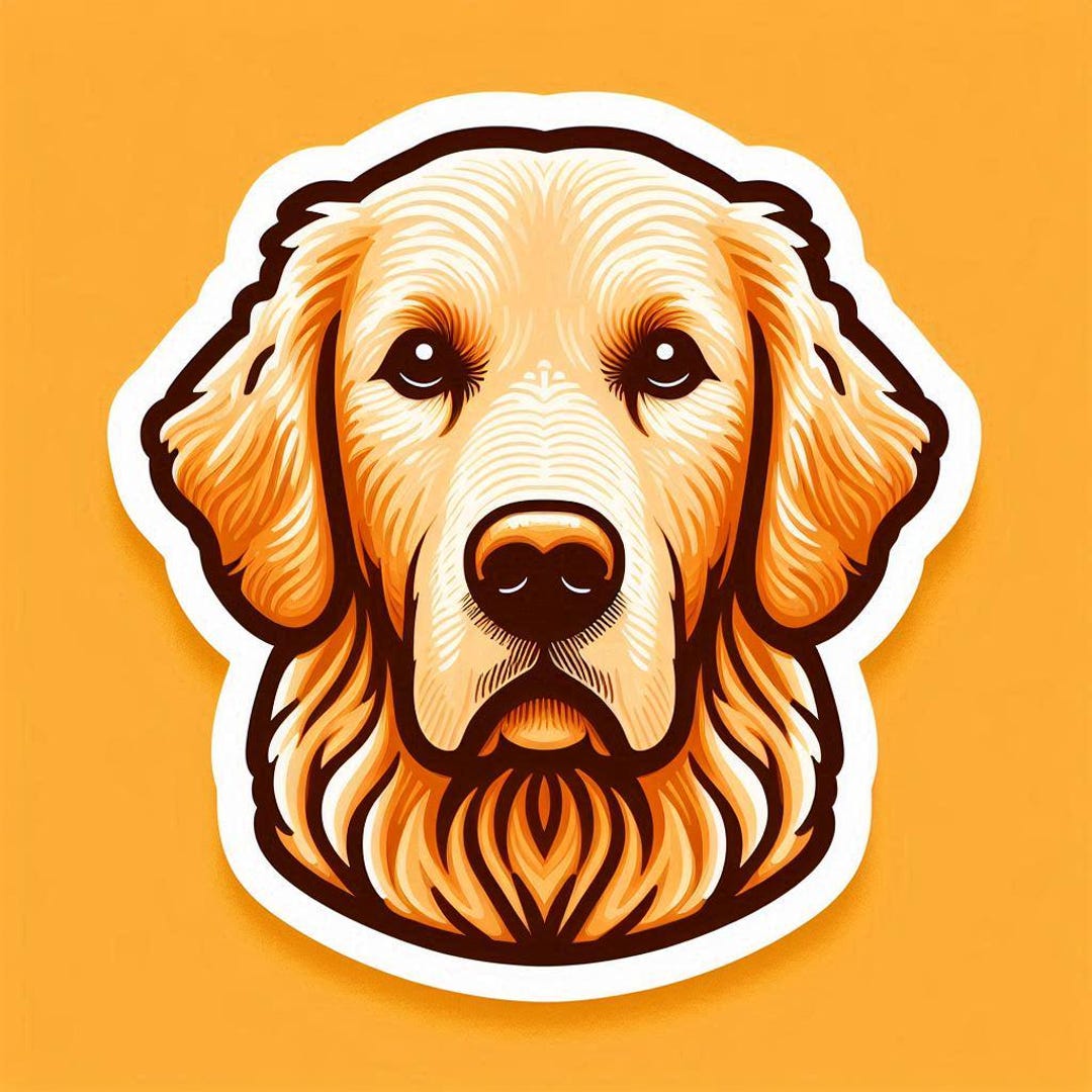 Golden Retriever Dog Sticker, Friendly and Loyal Golden Retriever Decal ...