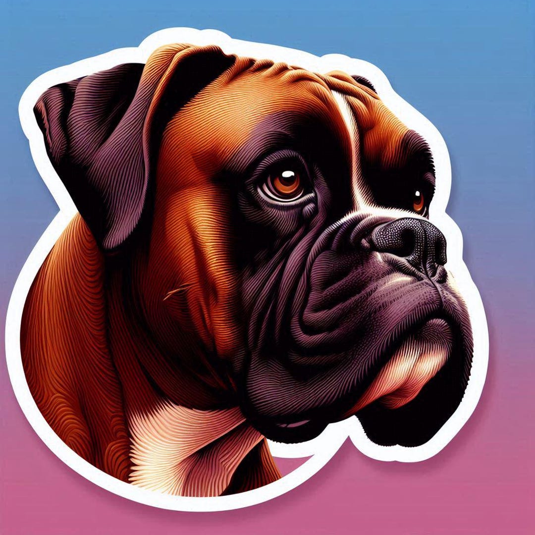 Boxer Dog Sticker, Cute Boxer Dog Decal for Dog Lovers, Waterproof ...