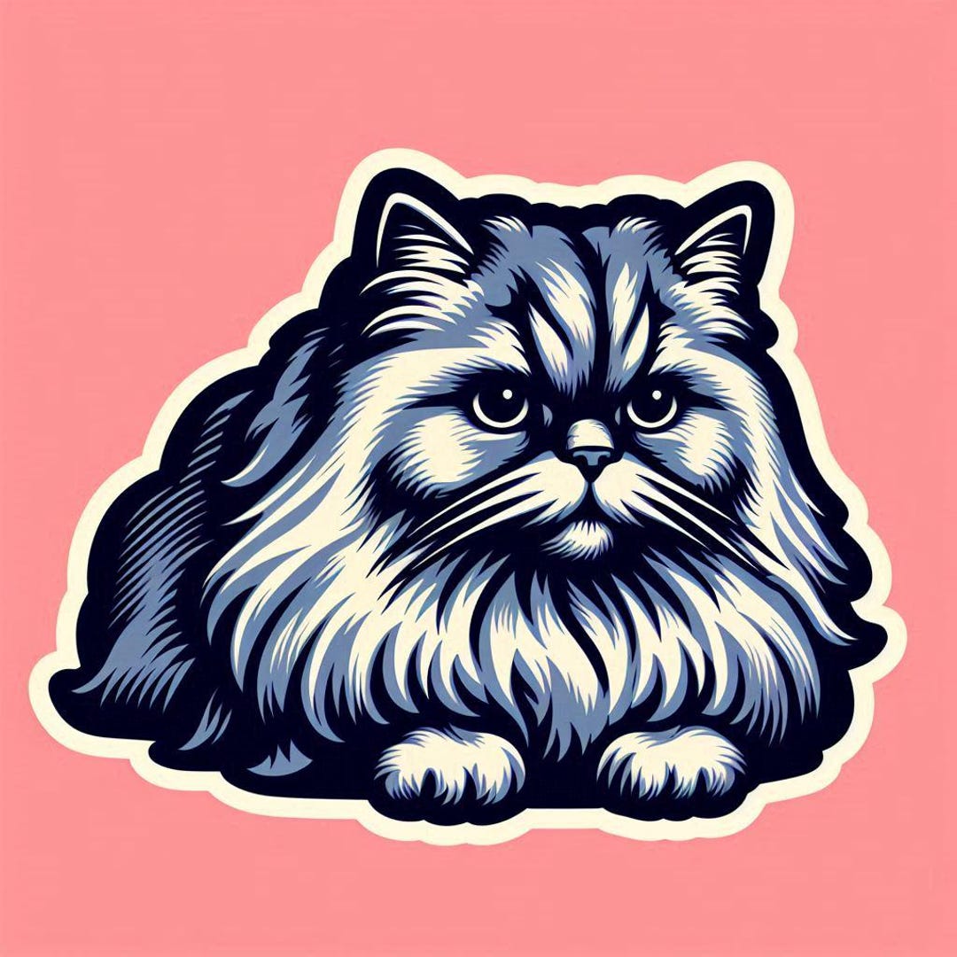 Persian Cat Sticker, Cute Persian Cat Decal for Cat Lovers, Waterproof ...