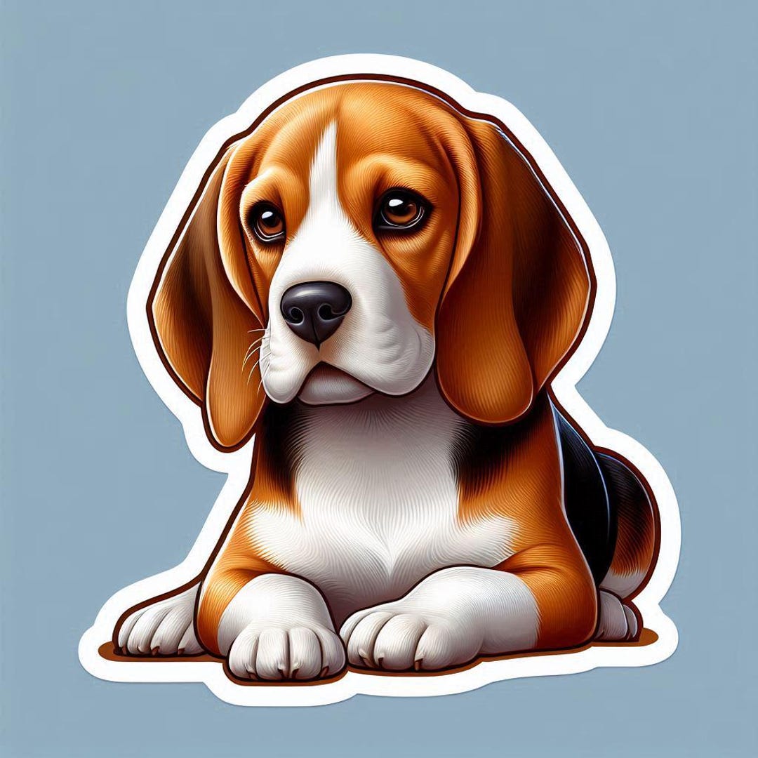 Beagle Dog Sticker, Cute Beagle Decal for Dog Lovers, Waterproof Vinyl ...