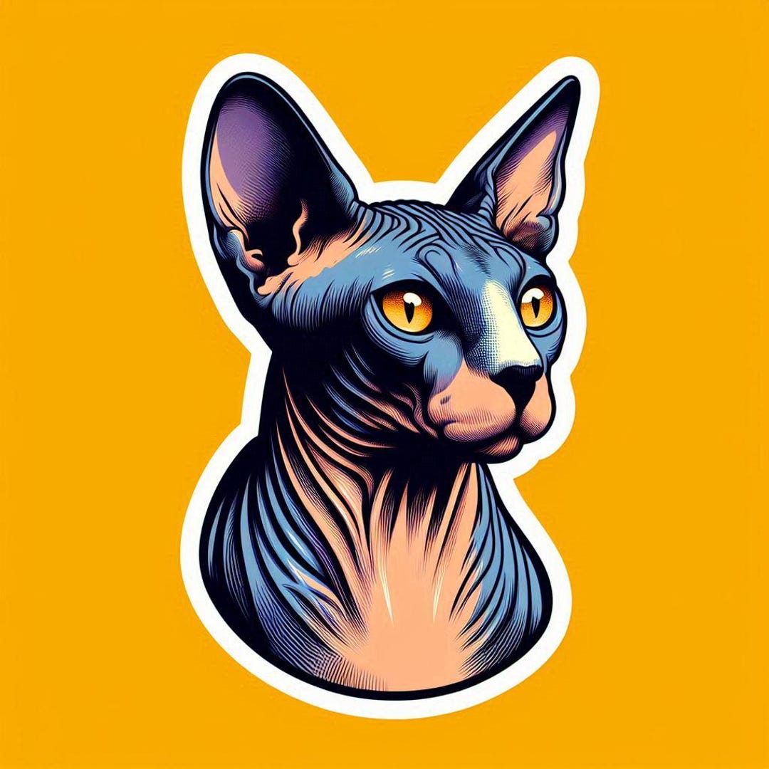 Sphynx Cat Sticker, Unique Sphynx Cat Decal for Cat Lovers, Waterproof ...