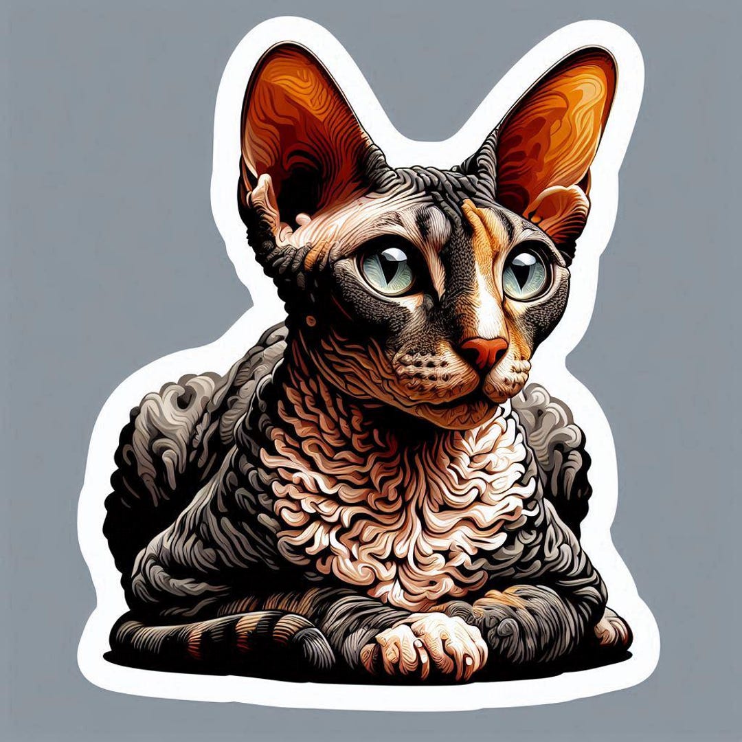 Cornish Rex Cat Sticker, Unique Cat Decal for Cornish Rex Lovers ...
