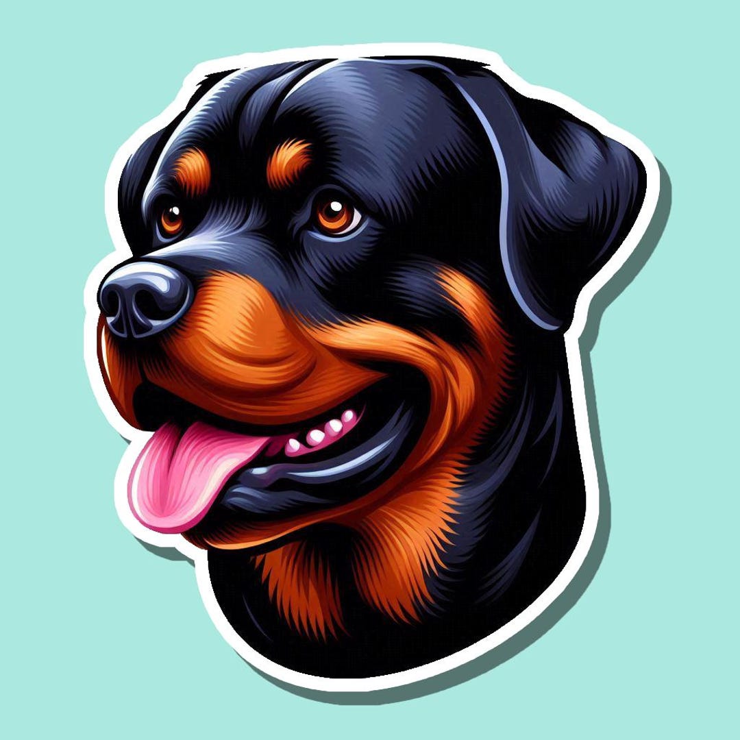 Rottweiler Dog Sticker, Strong and Loyal Rottweiler Decal for Dog ...
