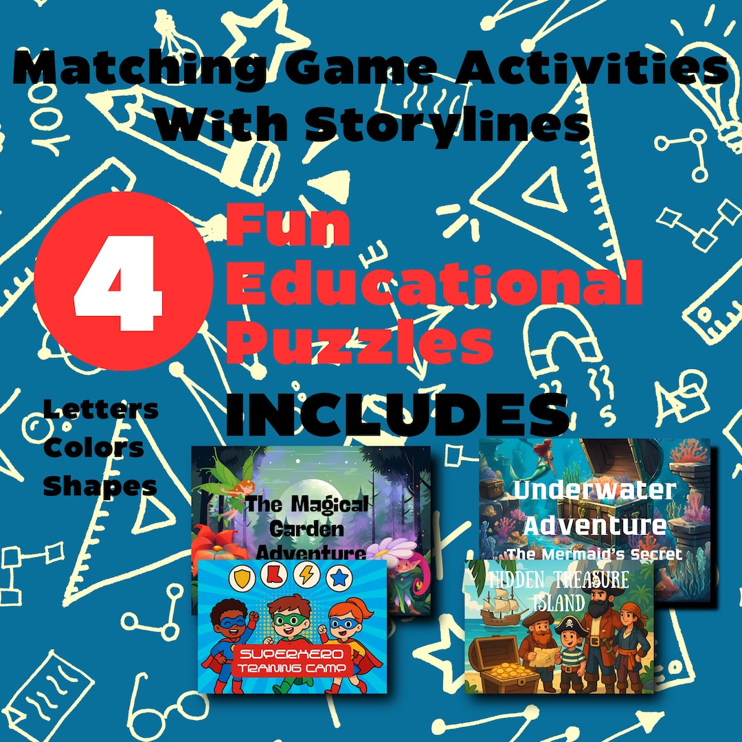 Printable Matching Game Bundle – 4 Fun Educational Puzzles for Kids ...