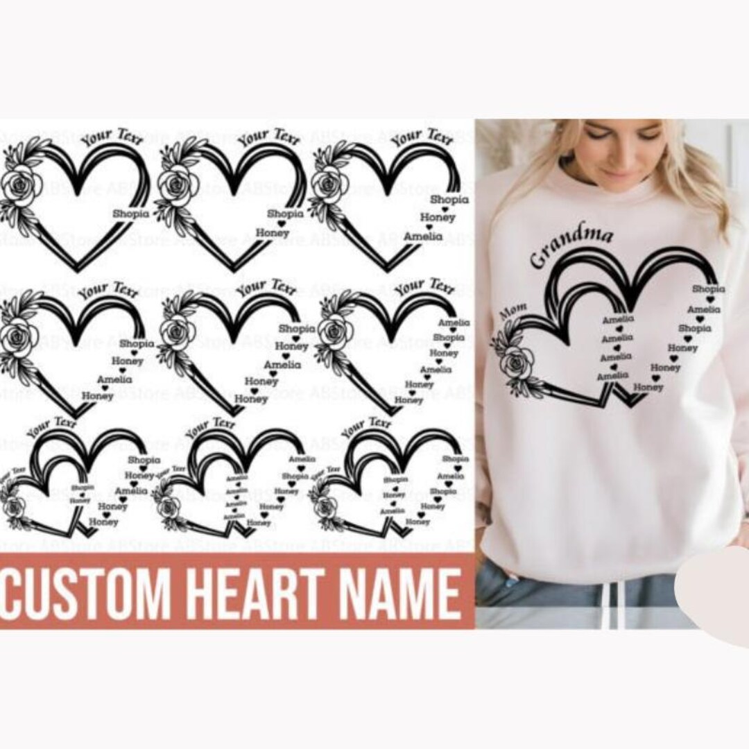 Custom Heart Name Svg Bundle - Etsy