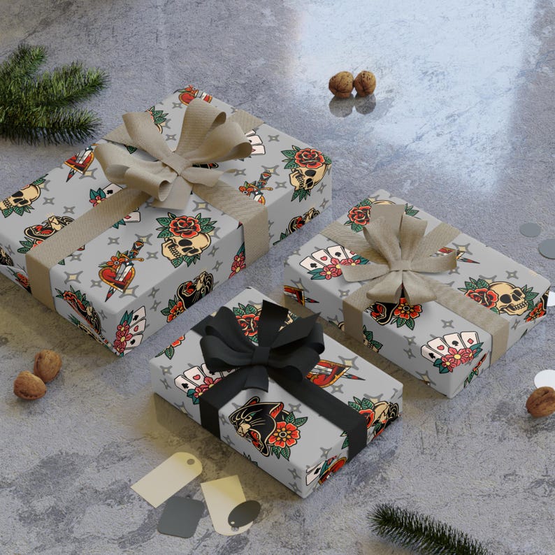 Wrapping Paper, Traditional Tattoo Design, Gift Wrap Roll, Craft Paper ...