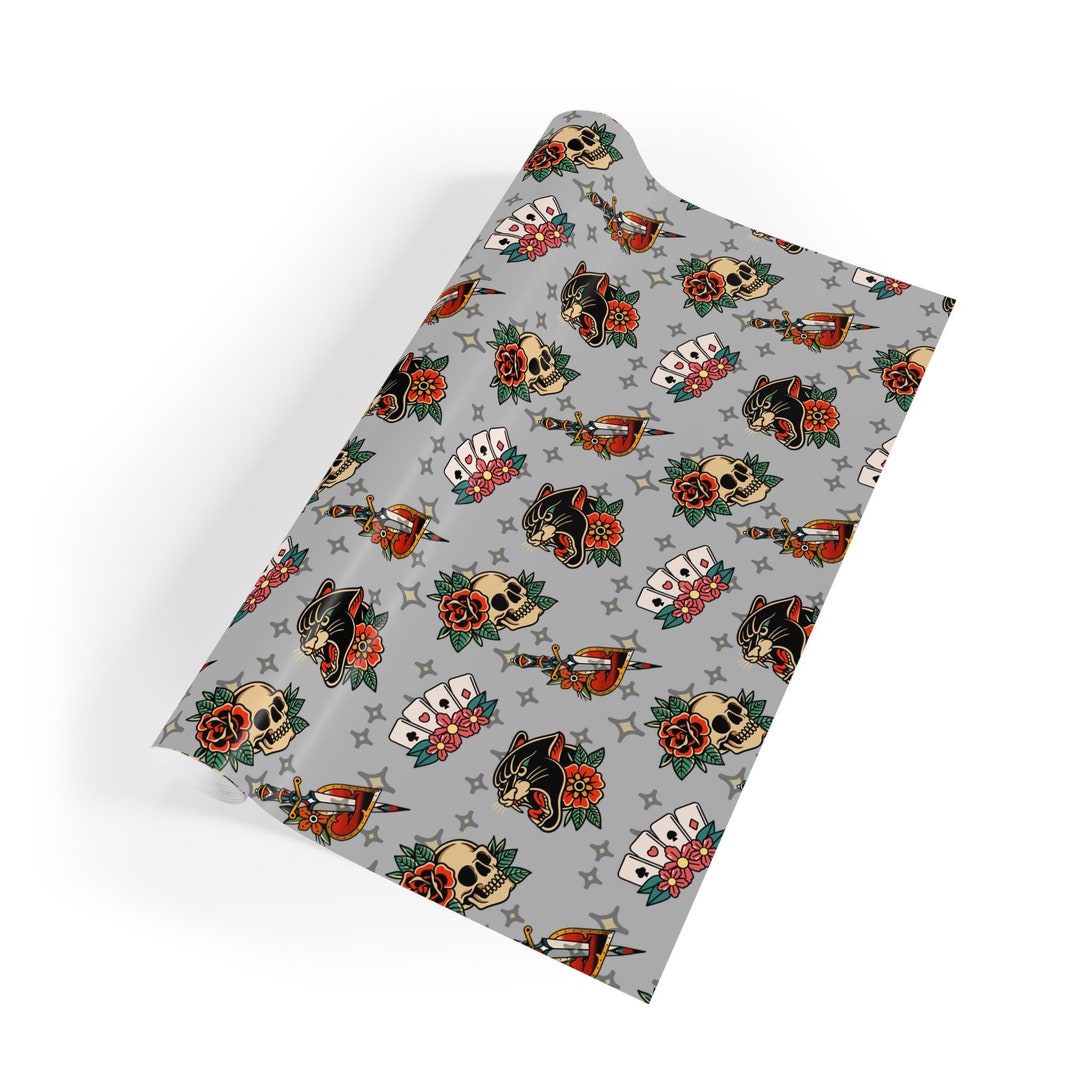 Wrapping Paper, Traditional Tattoo Design, Gift Wrap Roll, Craft Paper ...