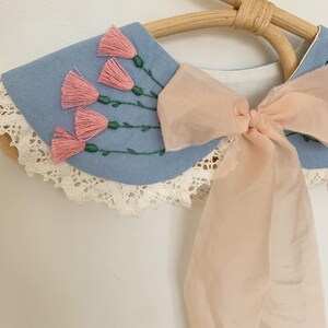 Flower Embroidered Peter Pan Collar Detachable Collar for Girls ...