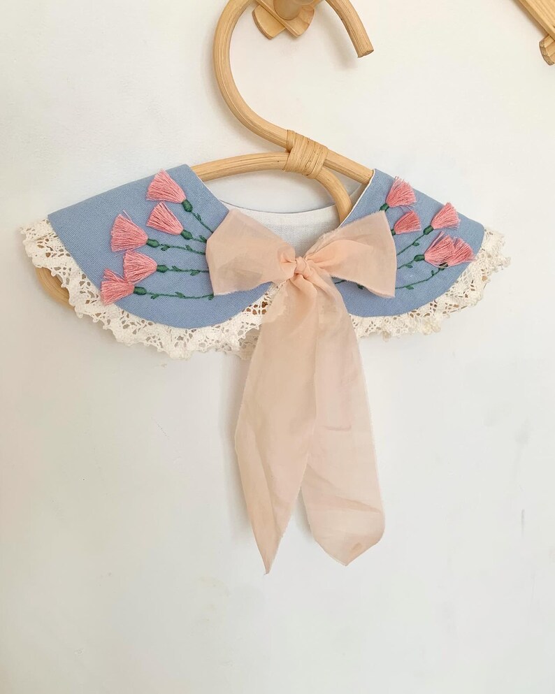 Flower Embroidered Peter Pan Collar Detachable Collar for Girls ...