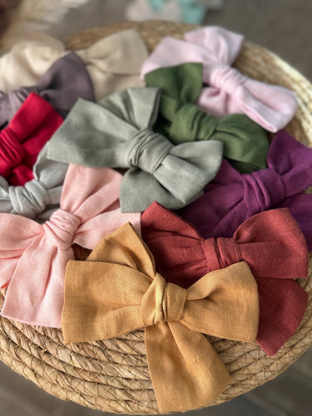 Oversized Schoolgirl Bow Linen, Classic and Sturdy Linen Bow, Toddler ...