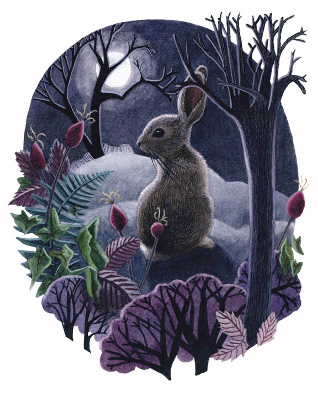 Fine Art Print of Original Watercolor Painting Moon Shadow - Etsy