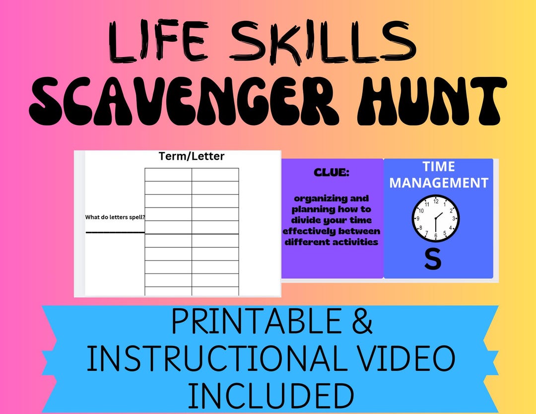 Printable Life Skills Scavenger Hunt Challenge - Etsy