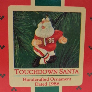 Hallmark Touchdown Santa Christmas Ornament 1986 NRFB New Santa Claus ...